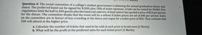 Solved Question 4: The social committee of a college's | Chegg.com