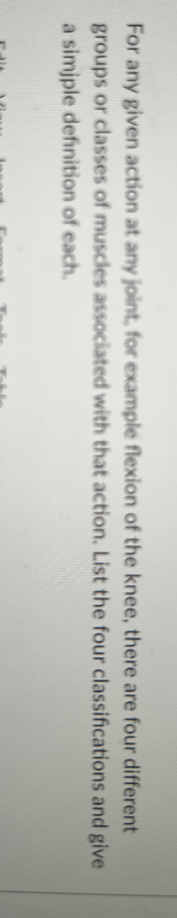 Solved For any given action at any joint, for example | Chegg.com