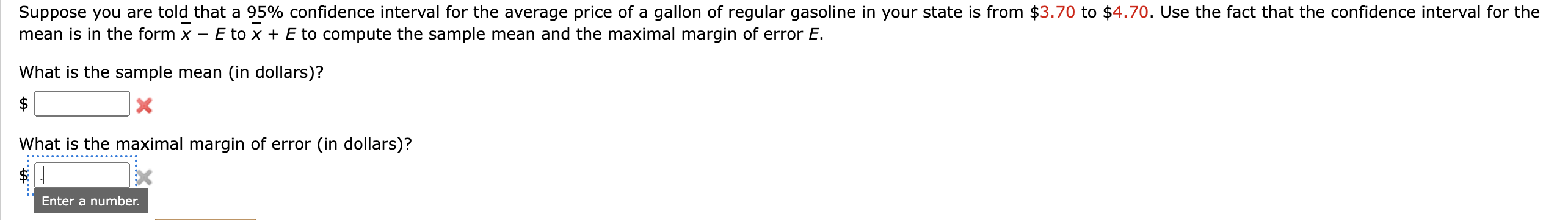 Solved mean is in the form x‾-E ﻿to x‾+E ﻿to compute the | Chegg.com