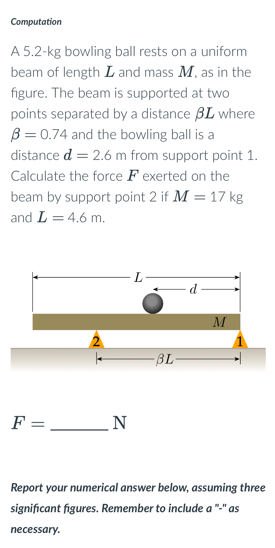 Solved ComputationA 5.2-kg bowling ball rests on a uniform | Chegg.com