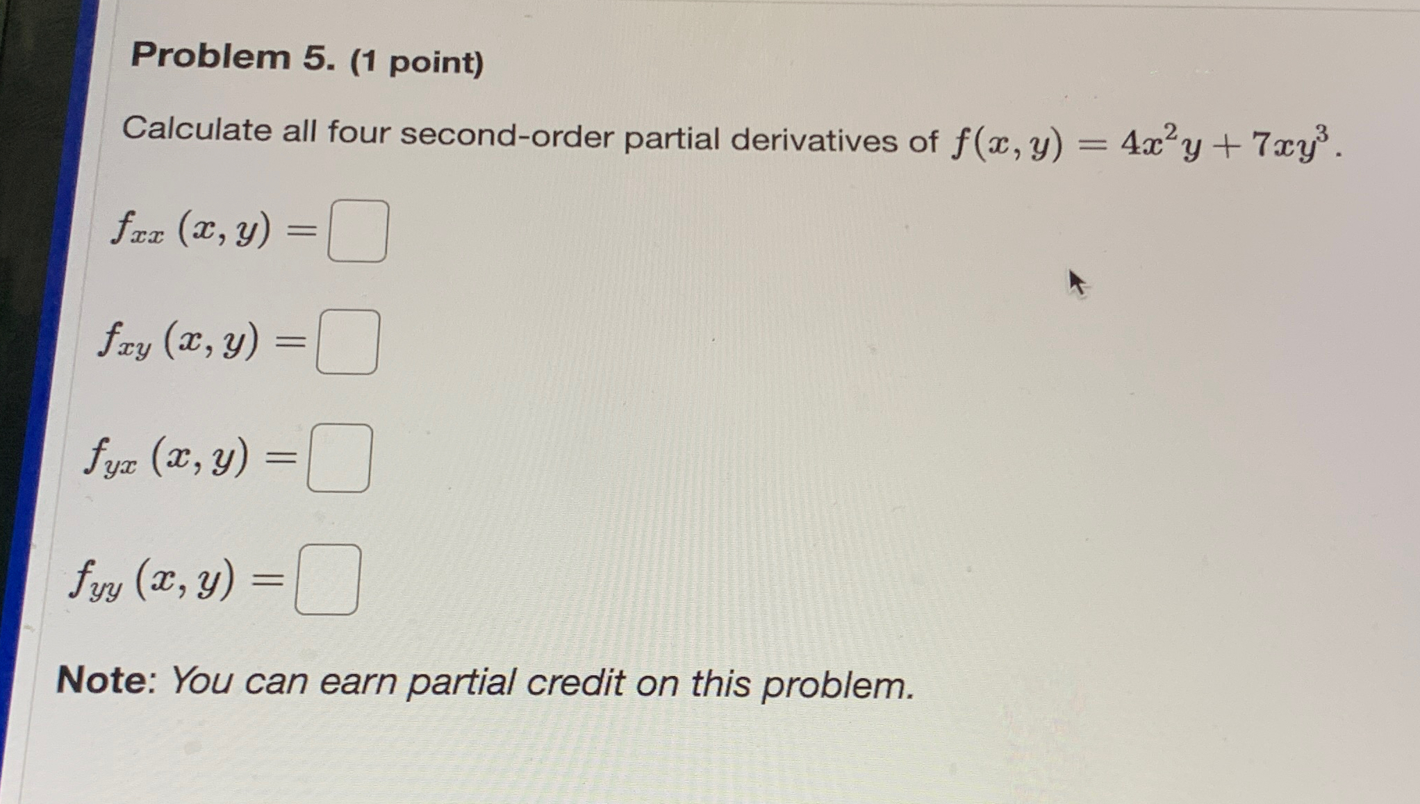 Solved Problem 5. (1 ﻿point)Calculate all four second-order | Chegg.com