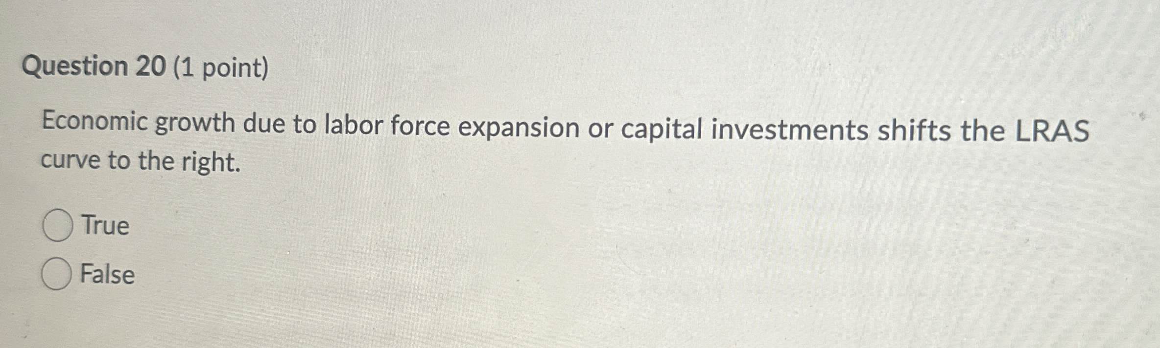 Solved Question 20 (1 ﻿point)Economic growth due to labor | Chegg.com