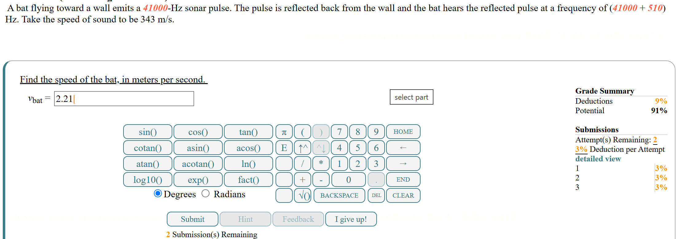 Solved A bat flying toward a wall emits | Chegg.com