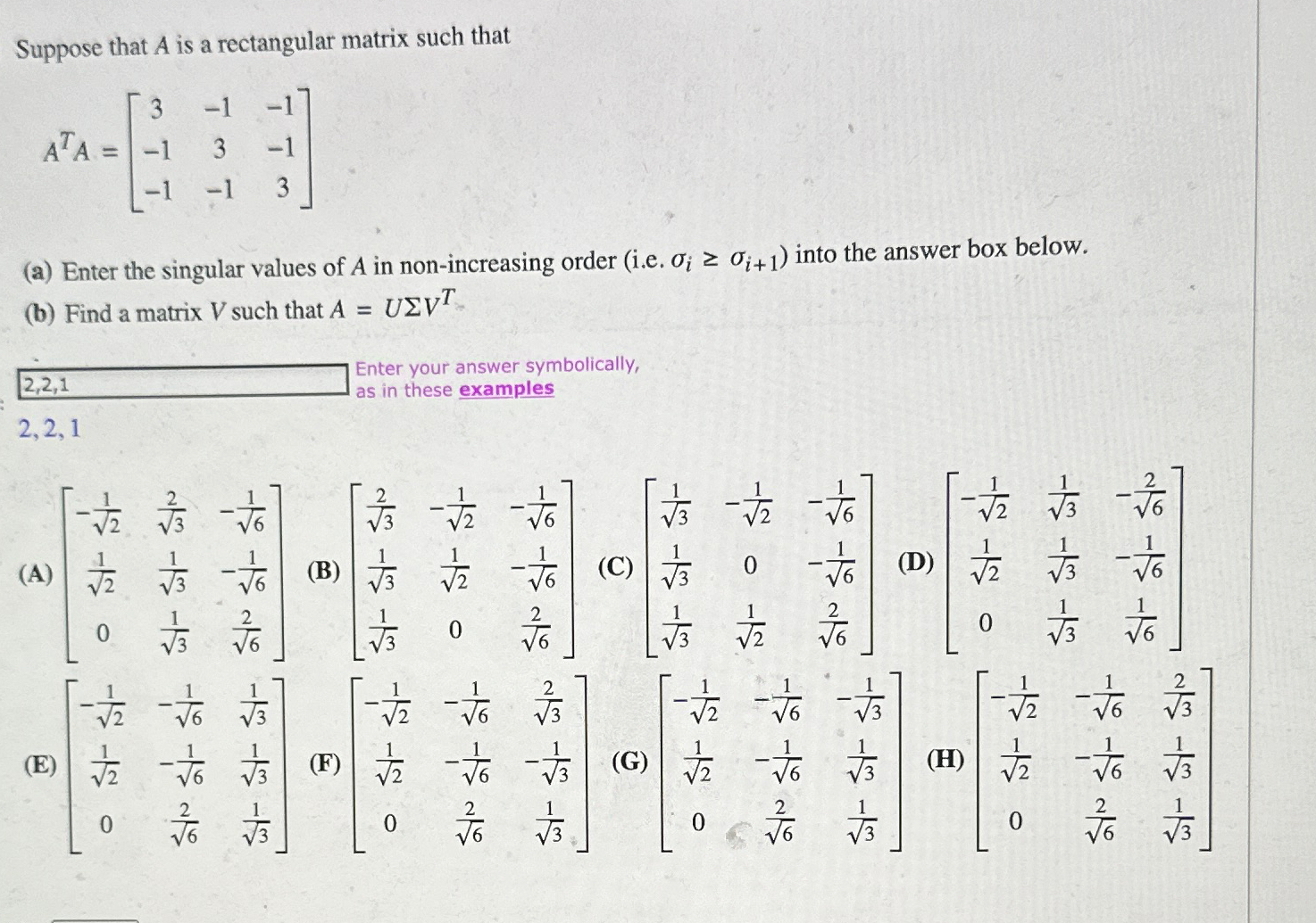 Solved Suppose that A ﻿is a rectangular matrix such | Chegg.com