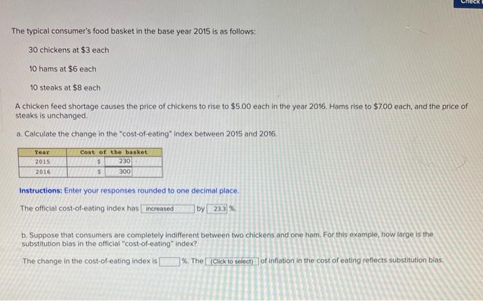 Solved The typical consumer's food basket in the base year | Chegg.com