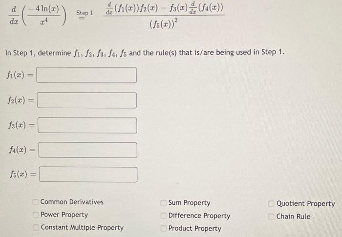 Solved dxd(x4−4ln(x))= Step | Chegg.com