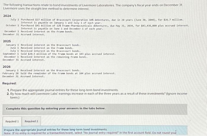 Solved The following transactions relate to bond investments | Chegg.com