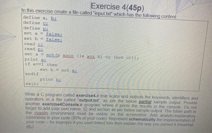 Solved Exercise 4(45p) In this exercise create a file called | Chegg.com