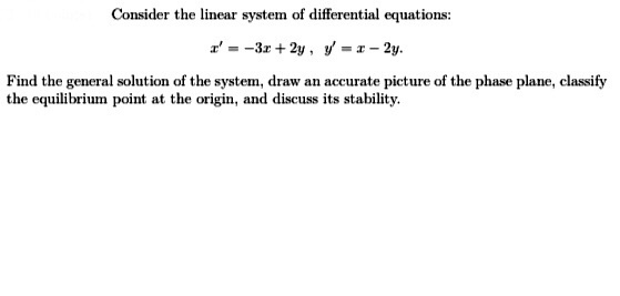 Solved Consider the linear system of differential equations: | Chegg.com