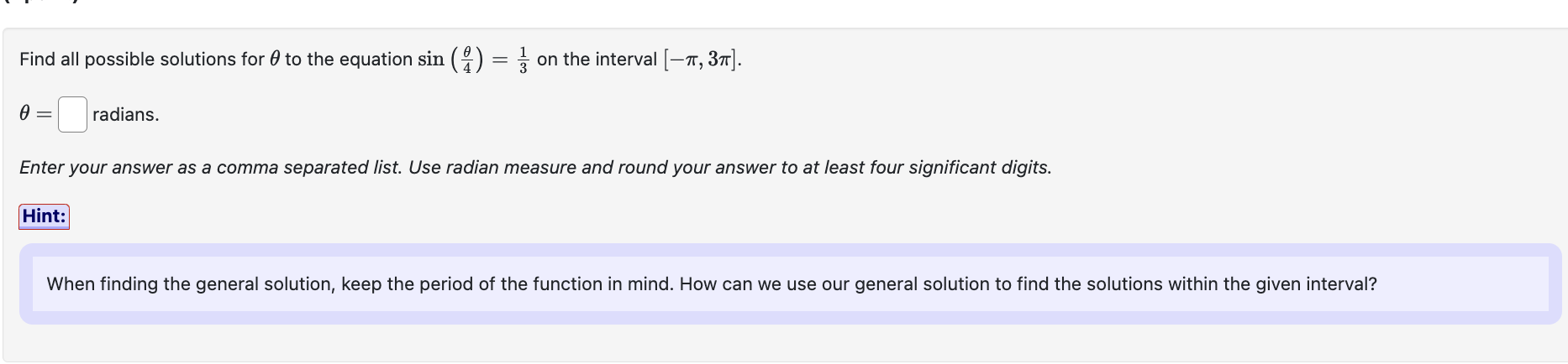Solved Find all possible solutions for θ ﻿to the equation | Chegg.com