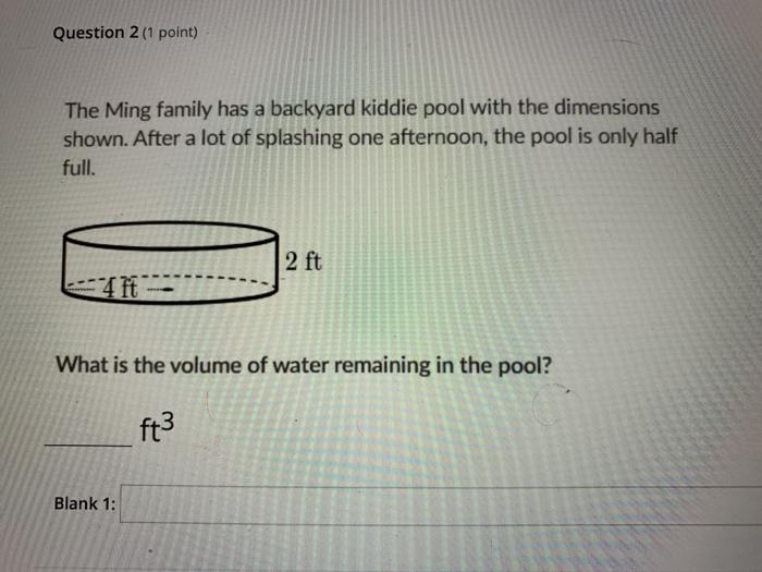 Solved Question 2 (1 point) The Ming family has a backyard | Chegg.com