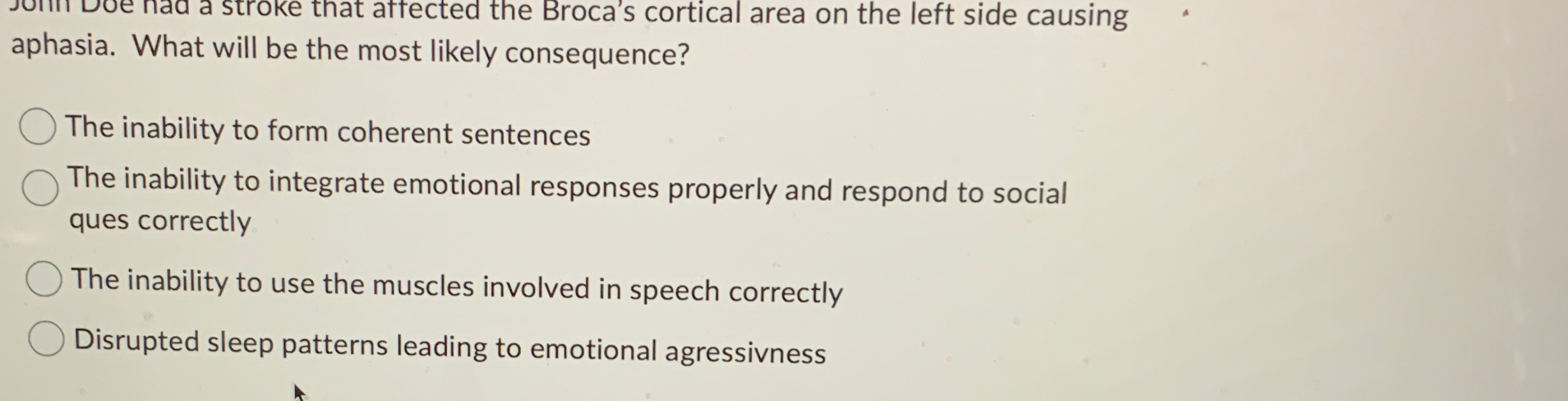 Solved aphasia. What will be the most likely consequence?The | Chegg.com