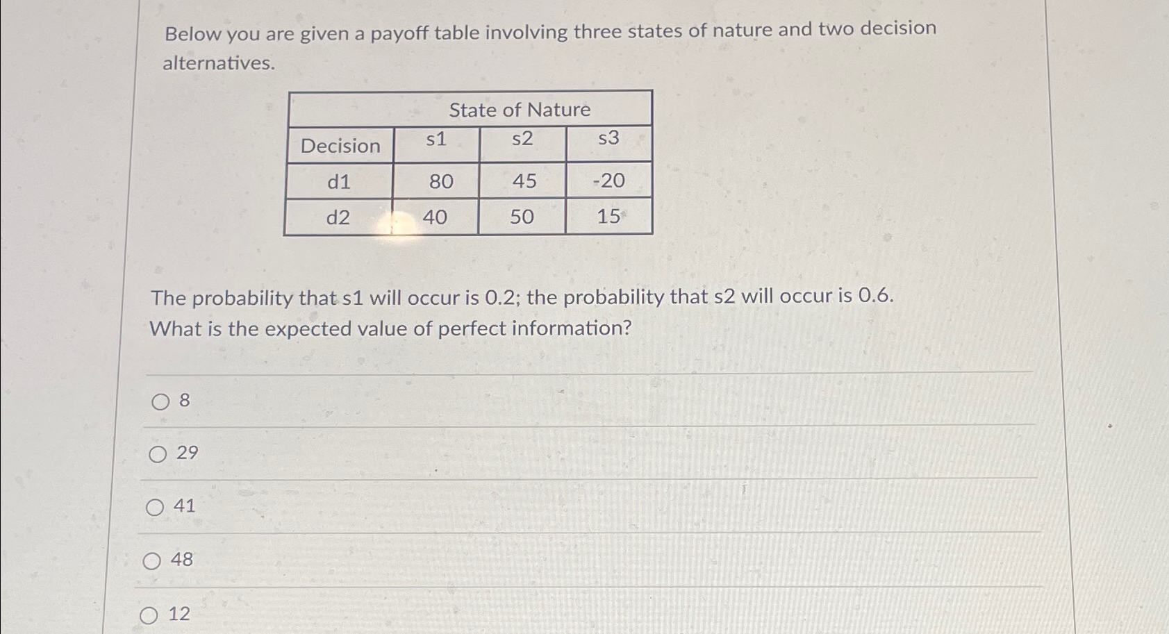 Below you are given a payoff table involving three | Chegg.com
