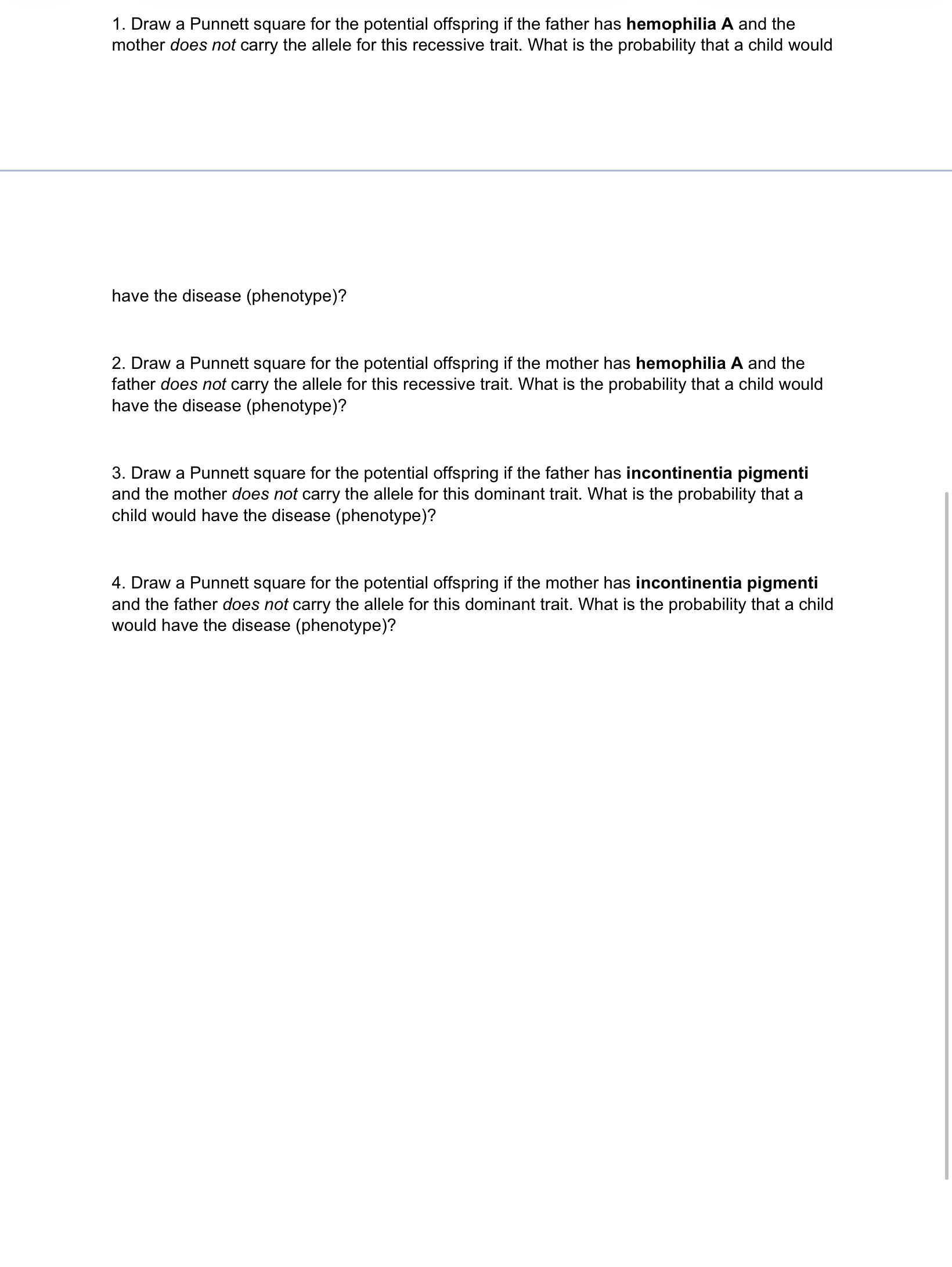 Solved Draw a Punnett square for the potential offspring if | Chegg.com
