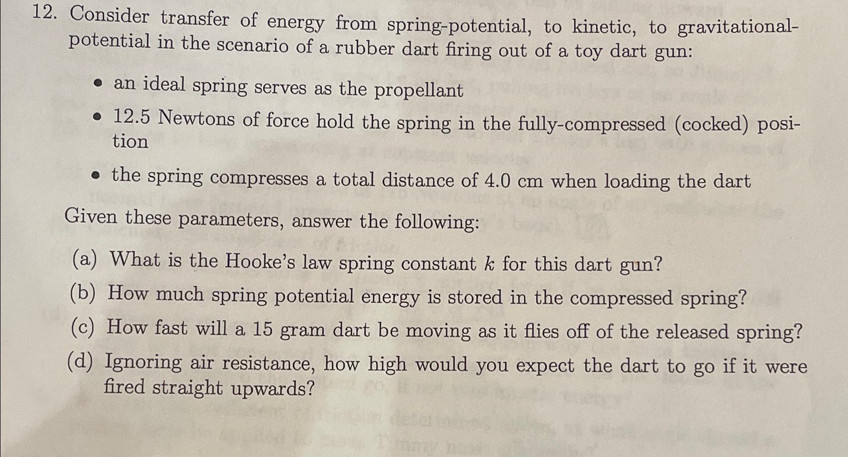 Solved Consider transfer of energy from spring-potential, to | Chegg.com
