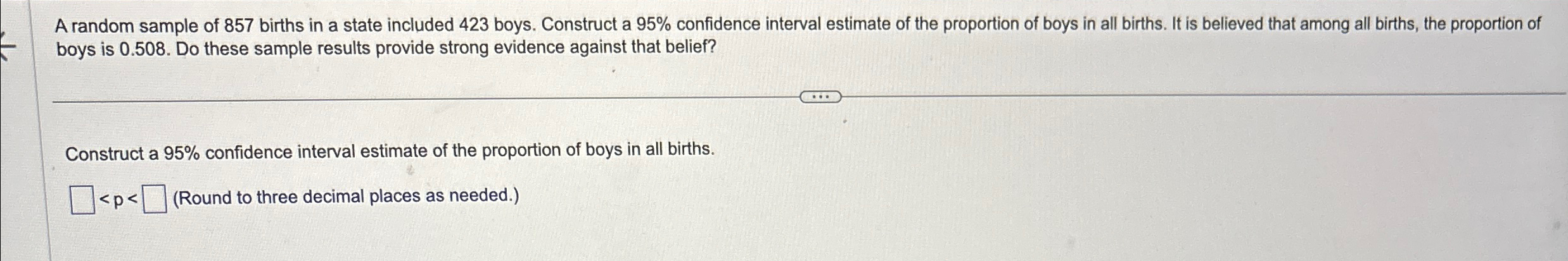 Solved A random sample of 857 ﻿births in a state included | Chegg.com