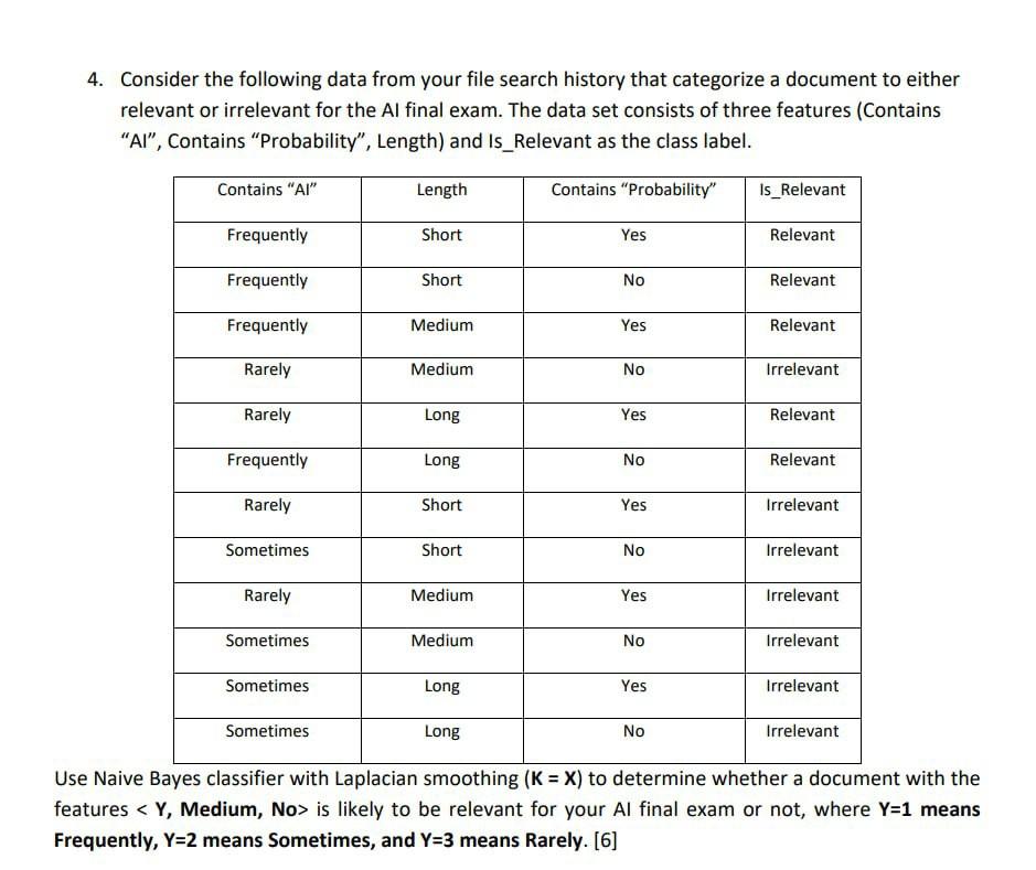 Solved 4. Consider the following data from your file search | Chegg.com