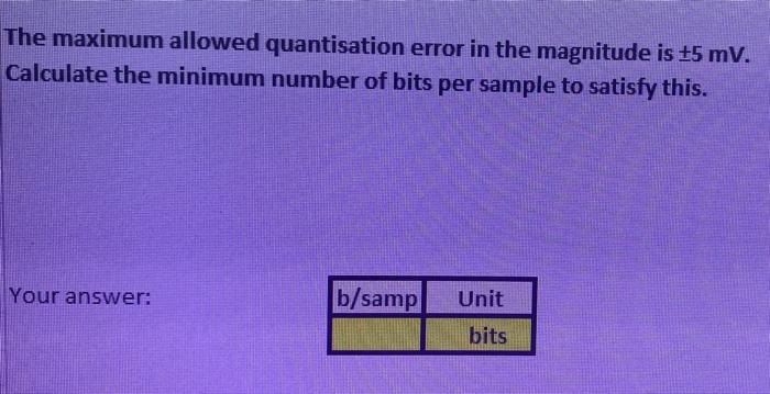 Solved The maximum allowed quantisation error in the | Chegg.com