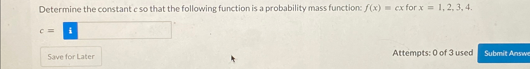 Solved Determine the constant c ﻿so that the following | Chegg.com