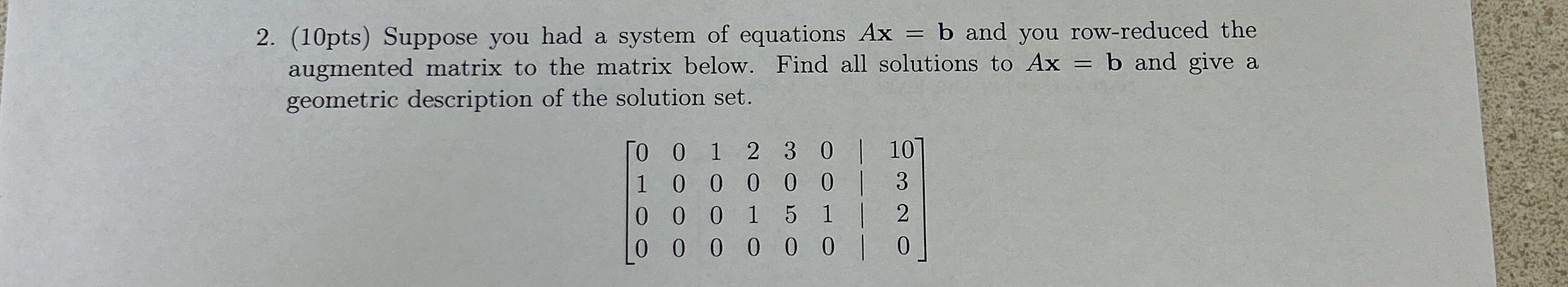 Solved (10pts) ﻿Suppose you had a system of equations Ax=b | Chegg.com