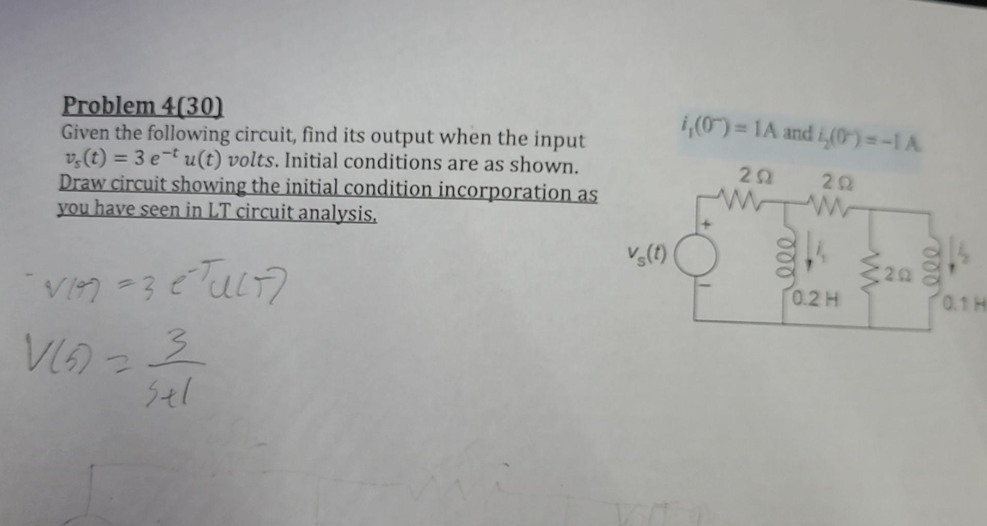 Solved Problem 4(30) Given the following circuit, find its | Chegg.com
