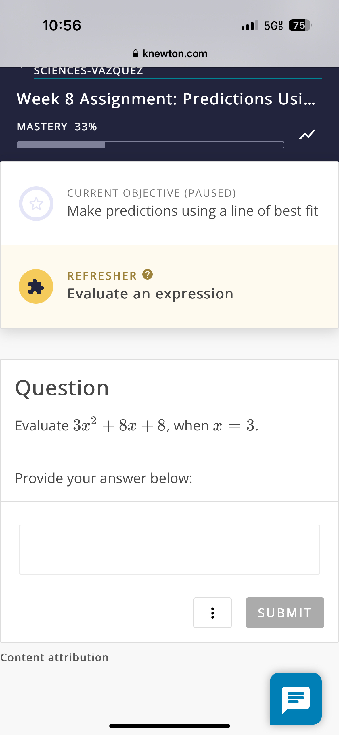 Solved 10:565G บ75knewton.comSCIENCES-VAZQUEZWeek 8 | Chegg.com