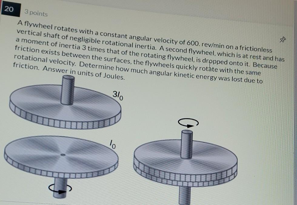 Solved 20 3 points A flywheel rotates with a constant | Chegg.com