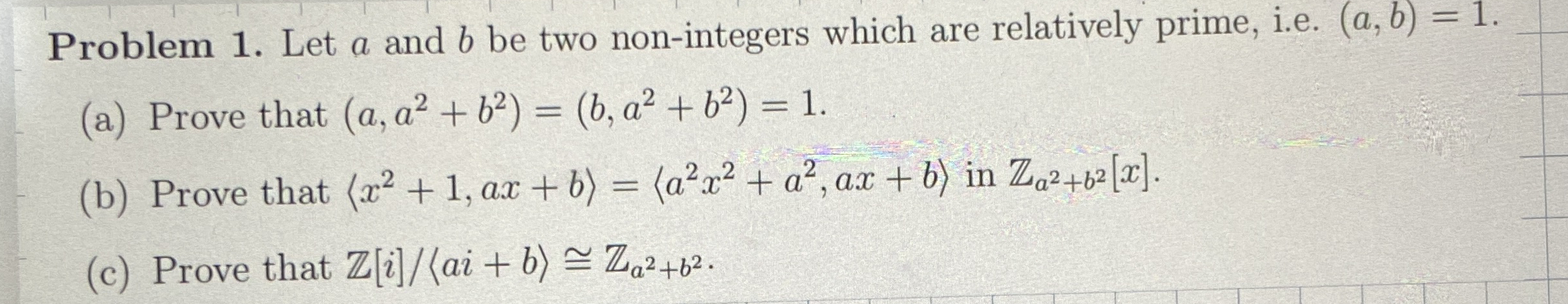 Solved Problem 1. ﻿Let a and b ﻿be two non-integers which | Chegg.com