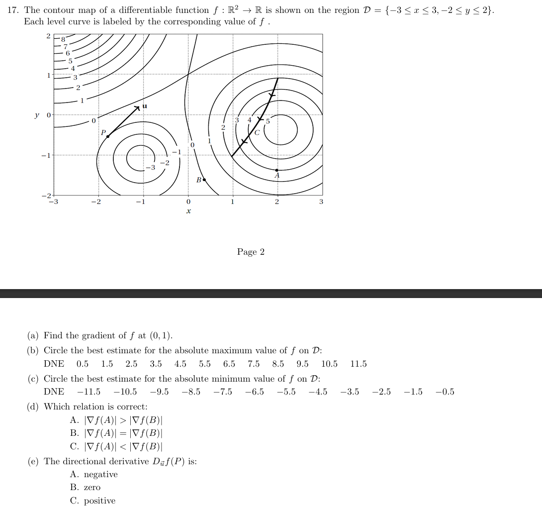 Solved The contour map of ﻿a differentiable function | Chegg.com
