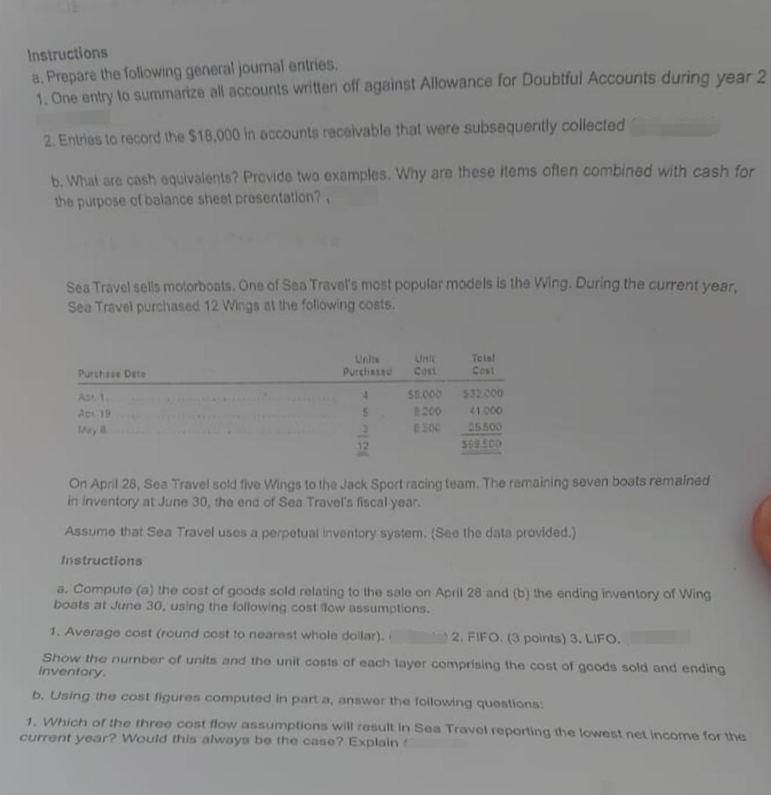 Instructions a. Prepare the following general journal | Chegg.com