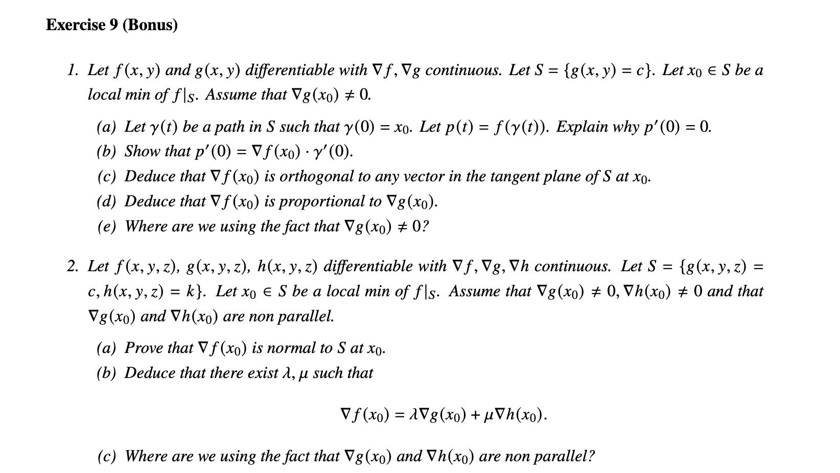Solved Exercise 9 (Bonus)Let f(x,y) ﻿and g(x,y) | Chegg.com