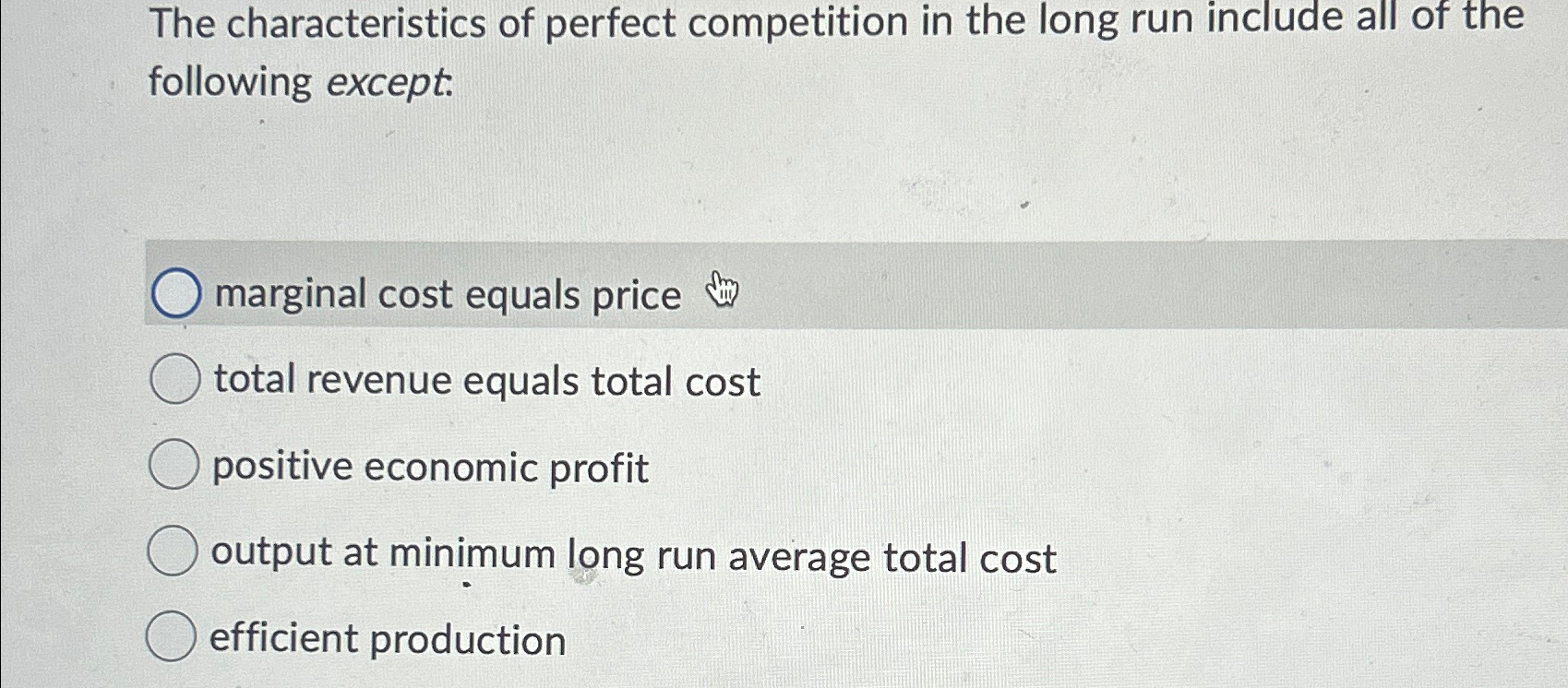 Solved The characteristics of perfect competition in the | Chegg.com