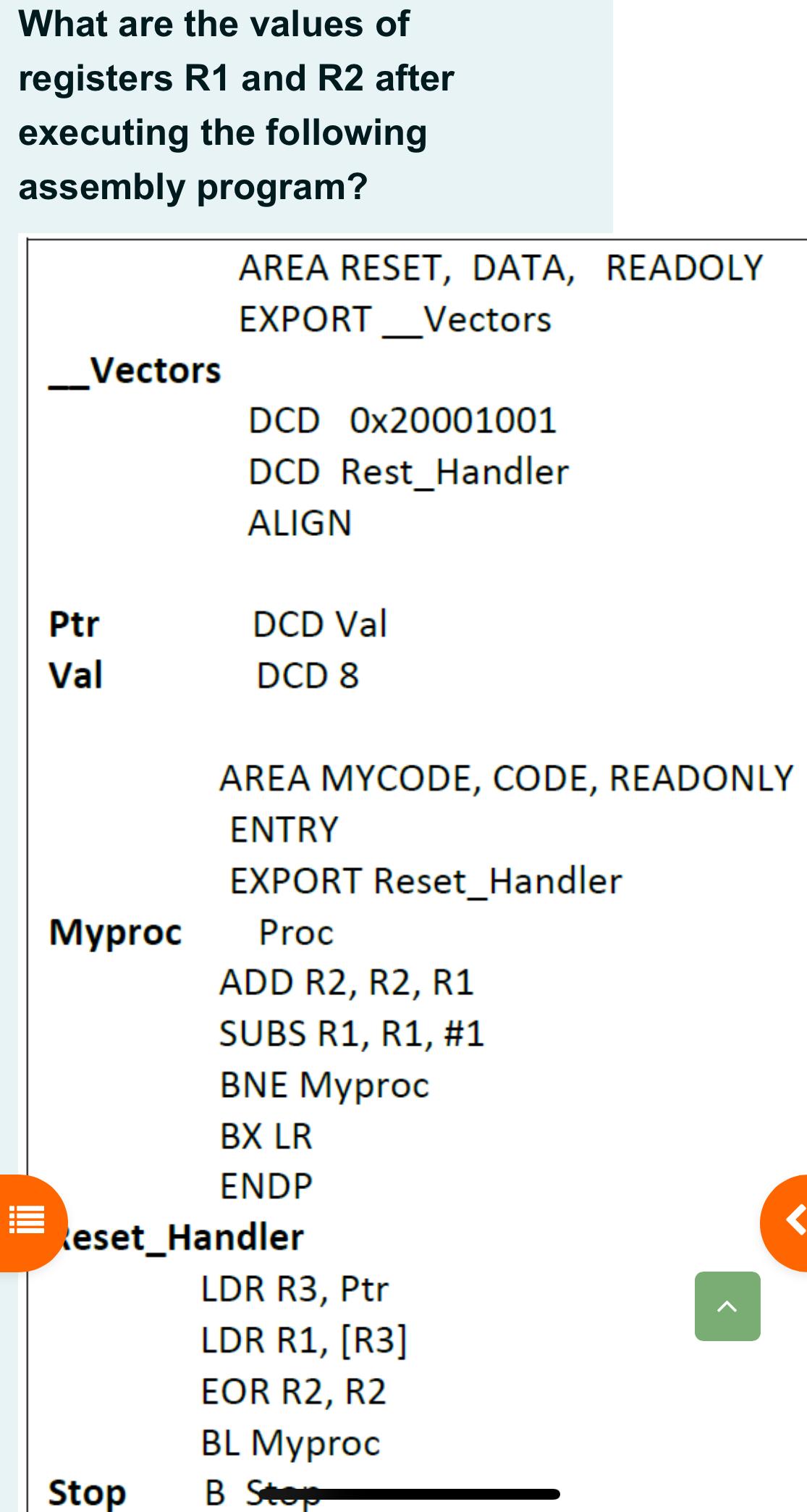 Solved What are the values of registers R1 ﻿and R2 ﻿after | Chegg.com