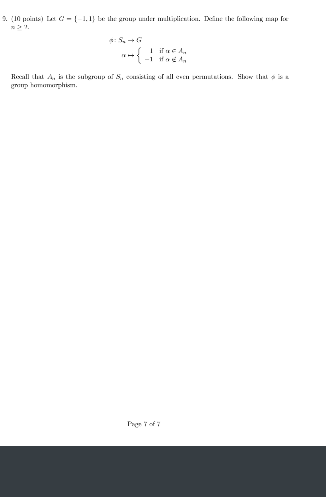 Solved 9. (10 points) Let G={−1,1} be the group under | Chegg.com