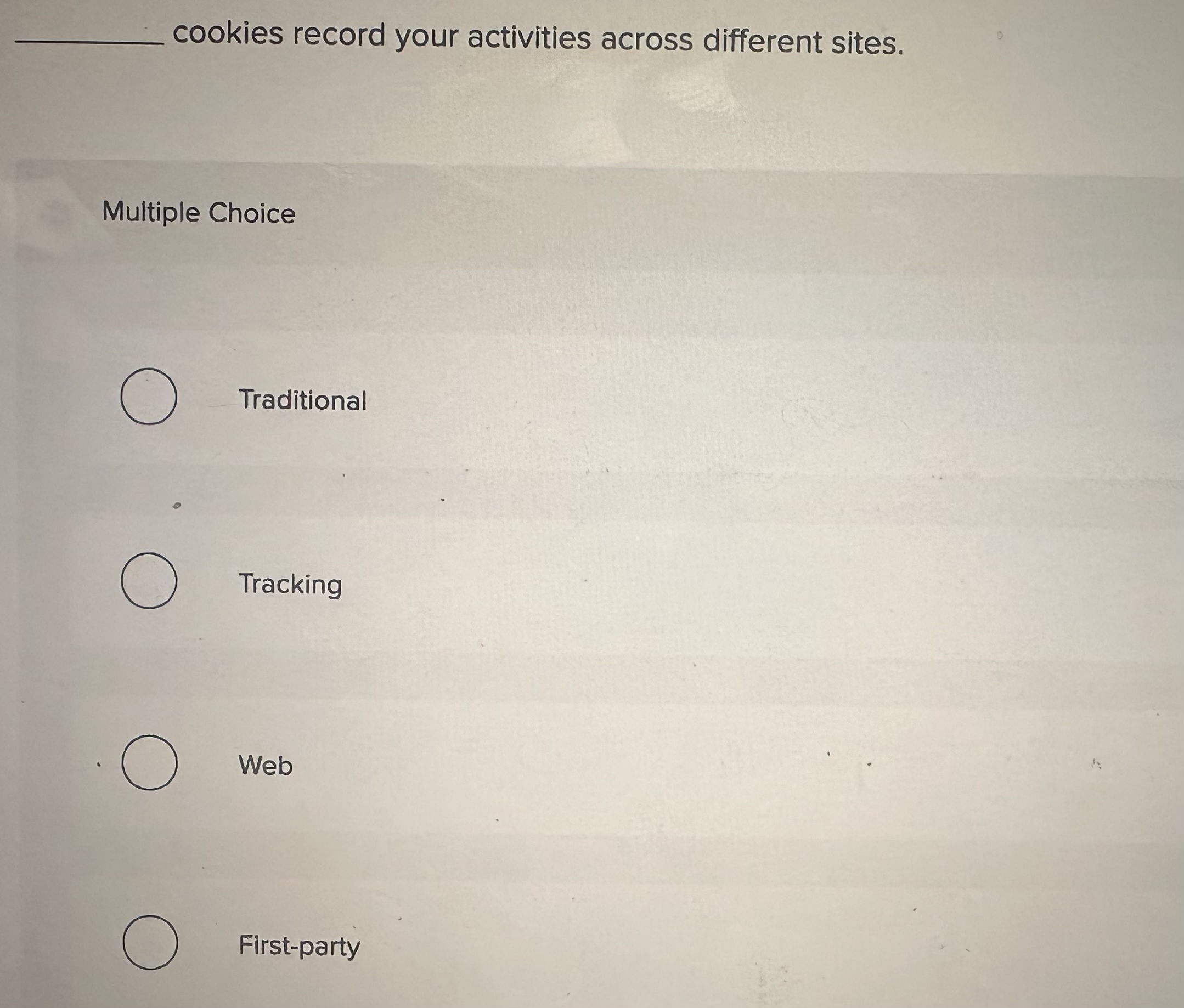 Solved cookies record your activities across different | Chegg.com