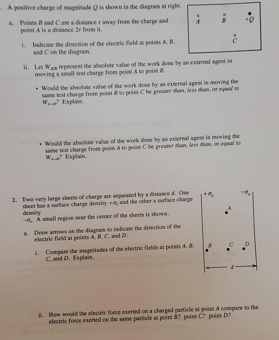 Solved • A positive charge of magnitude Q is shown in the | Chegg.com