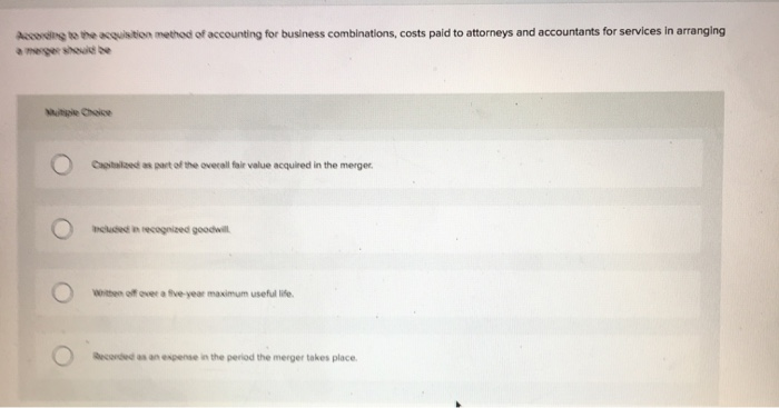 Solved According to me quisition method of accounting for | Chegg.com