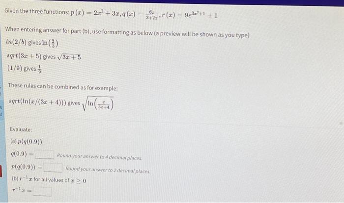 Solved 3 S d Given the three functions: p(x) = 2x³ + 3x, q | Chegg.com