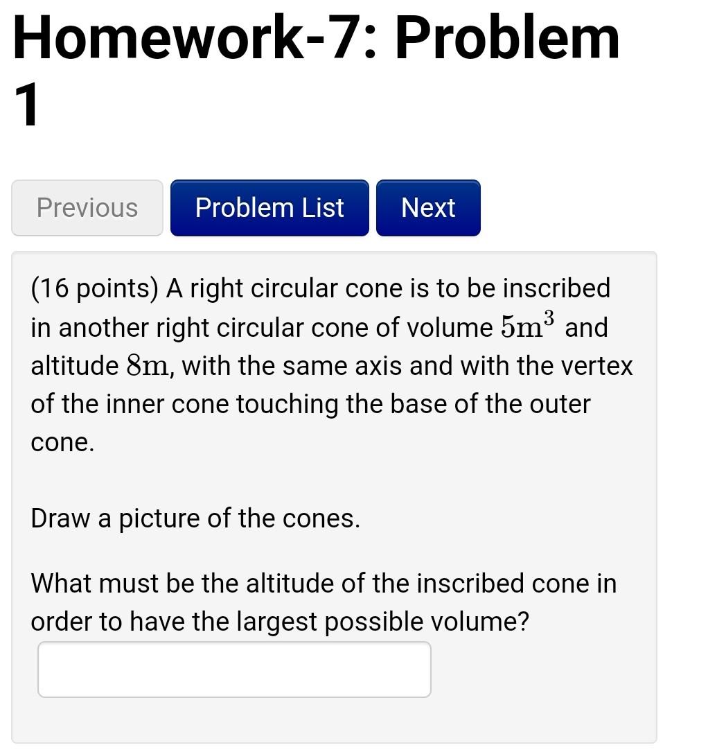 Solved Homework-7: Problem (16 points) A right circular cone | Chegg.com
