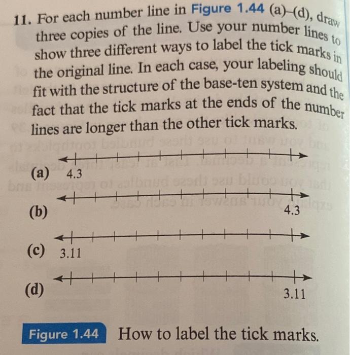 Solved 11. For each number line in Figure 1.44 (a) (d), draw | Chegg.com