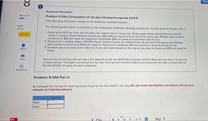 Chet 8 Part 2 of 5 0.45 points Required information | Chegg.com