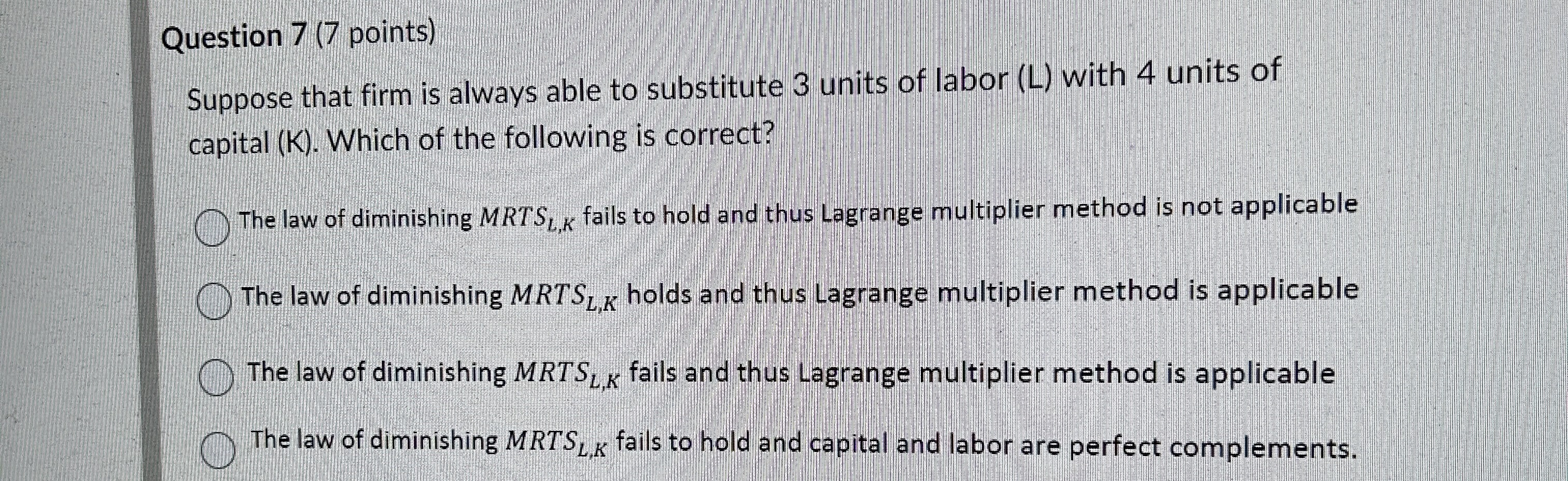 Solved Question 7 (7 ﻿points)Suppose that firm is always | Chegg.com