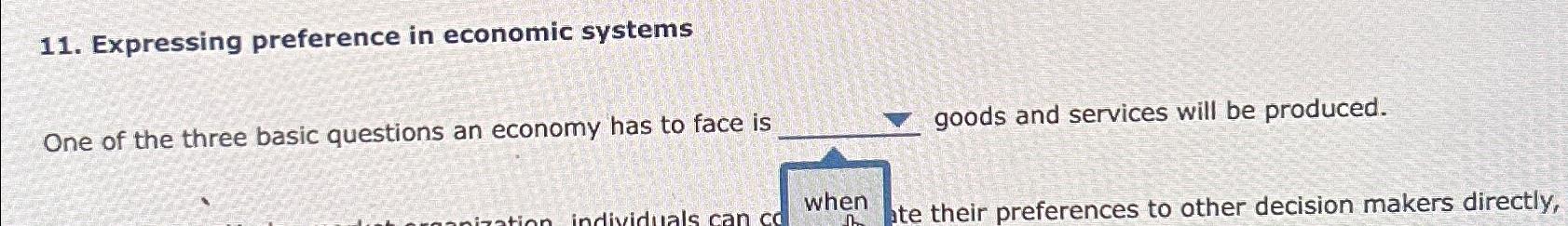Solved Expressing preference in economic systemsOne of the | Chegg.com