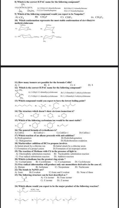 Solved Q1) Give IUPAC name for each of the following | Chegg.com