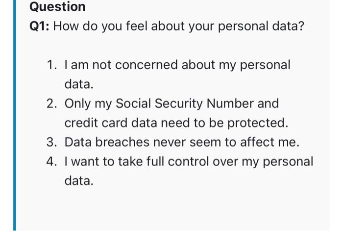 Solved Question Q1: How do you feel about your personal | Chegg.com