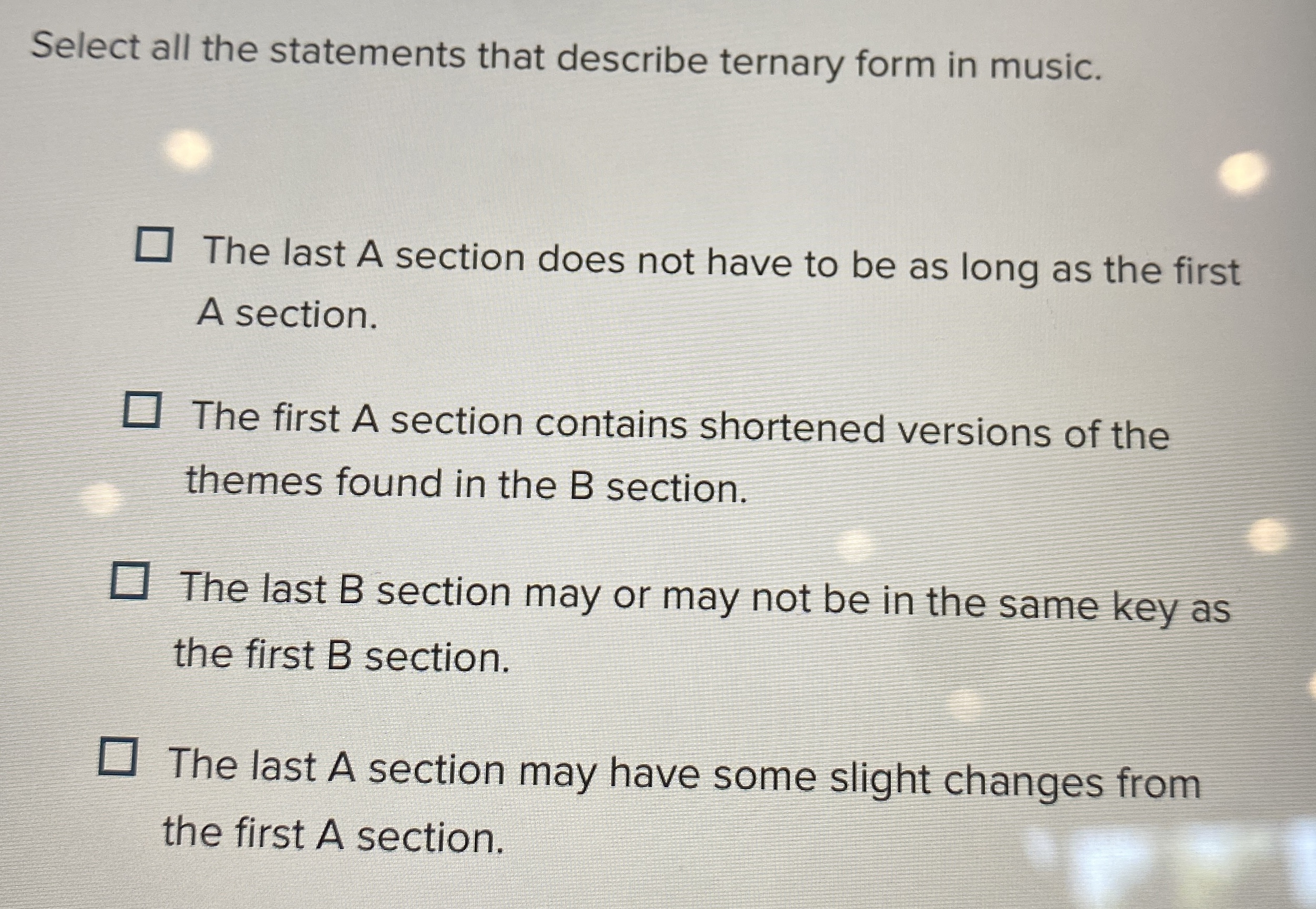 Solved Select all the statements that describe ternary form | Chegg.com