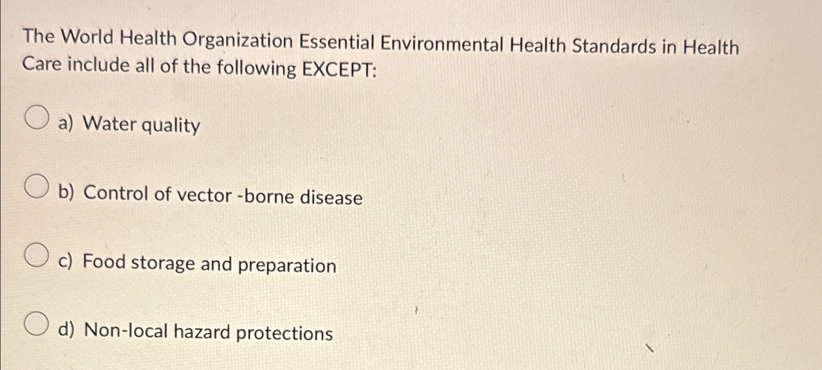 Solved The World Health Organization Essential Environmental | Chegg.com
