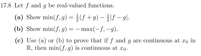 Solved 7.8 Let f and g be real-valued functions. (a) Show | Chegg.com