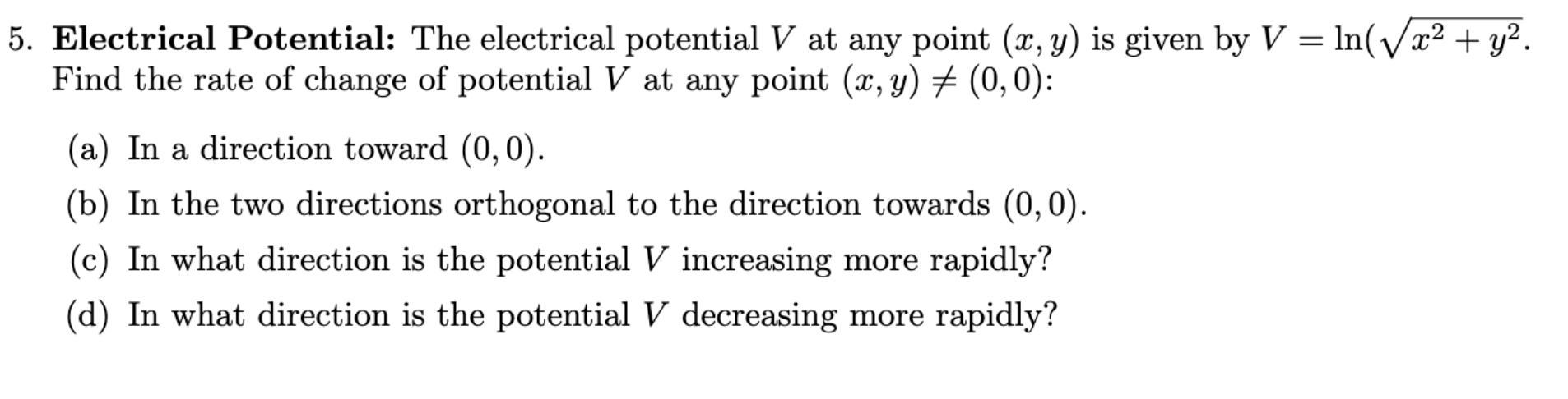 Solved Electrical Potential: The electrical potential V ﻿at | Chegg.com