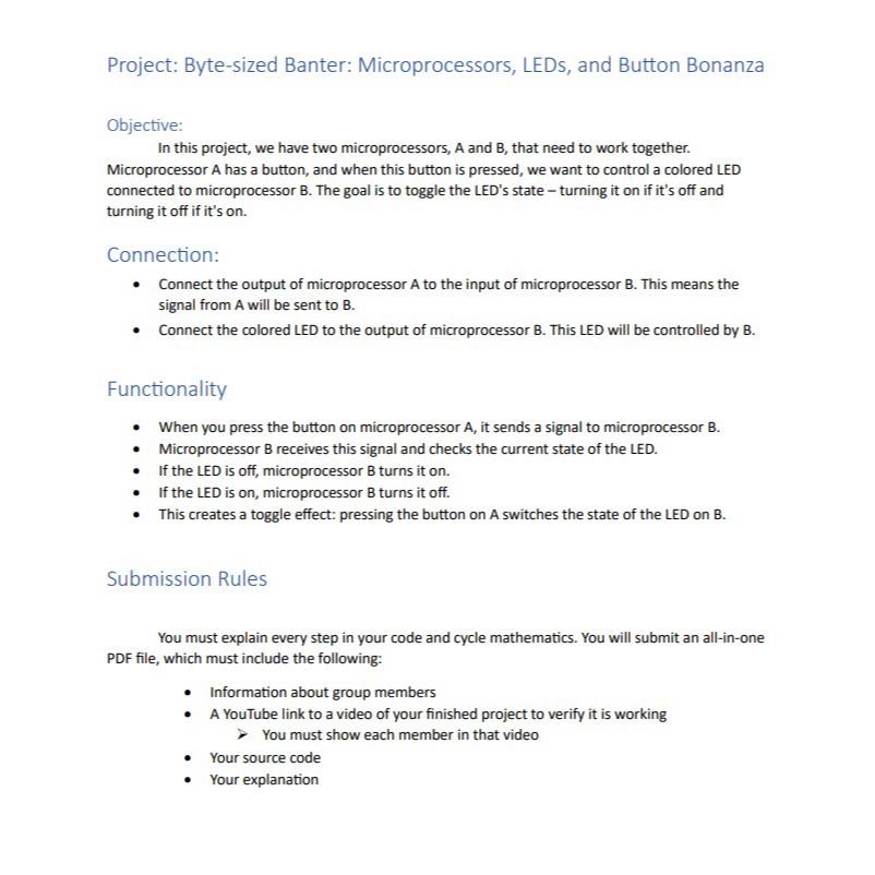 Solved Project: Byte-sized Banter: Microprocessors, LEDs, | Chegg.com